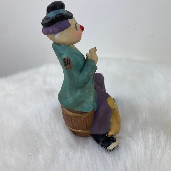 Vintage | Accents | Vintage Porcelain Hobo Clown On Barrel With Dog ...